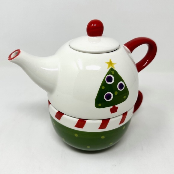 Pier 1 | Holiday | Vintage Pier One Stackable One Cup Tea Pot Christmas ...